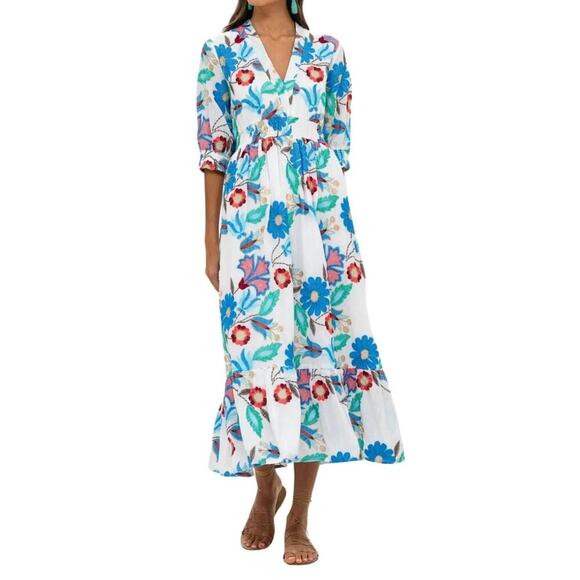 Oliphant | Dresses | Oliphant Vneck Smocked Waist Midi Dress ...